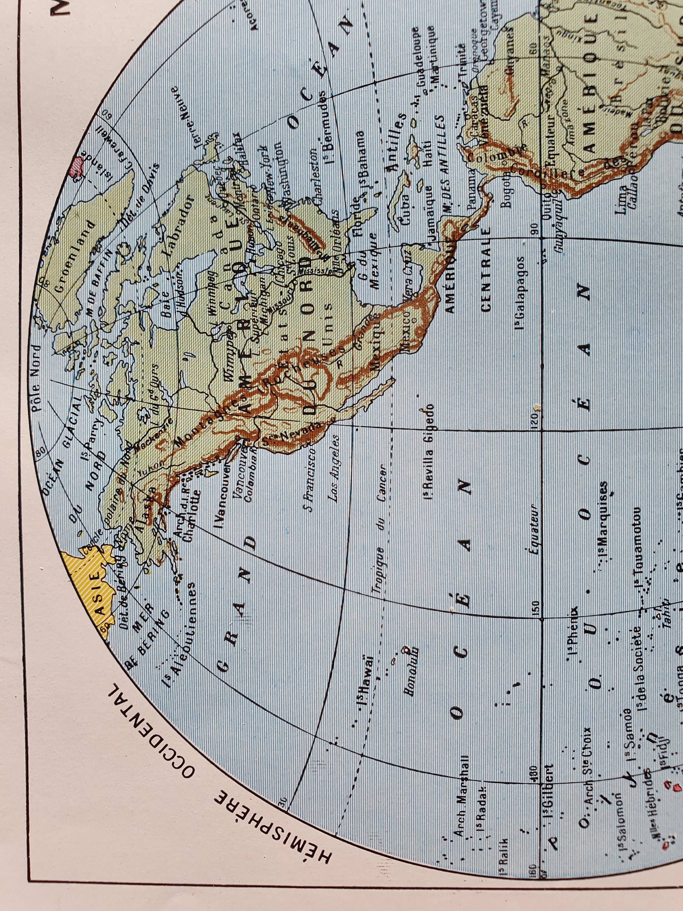 1949 MAPPEMONDE Original vintage poster Ancient print Illustrated plank ...