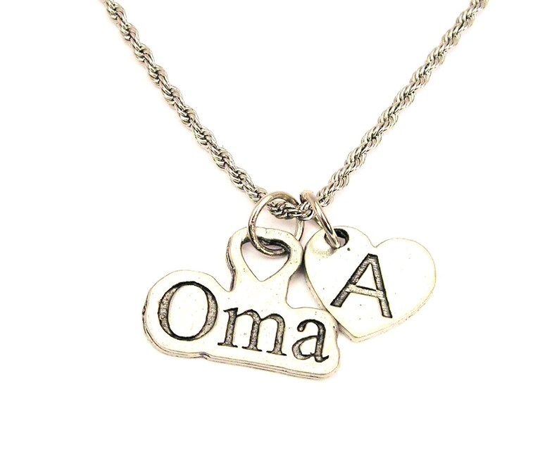 Oma German Grandmother With Heart Initial Stainless Steel Rope | Etsy