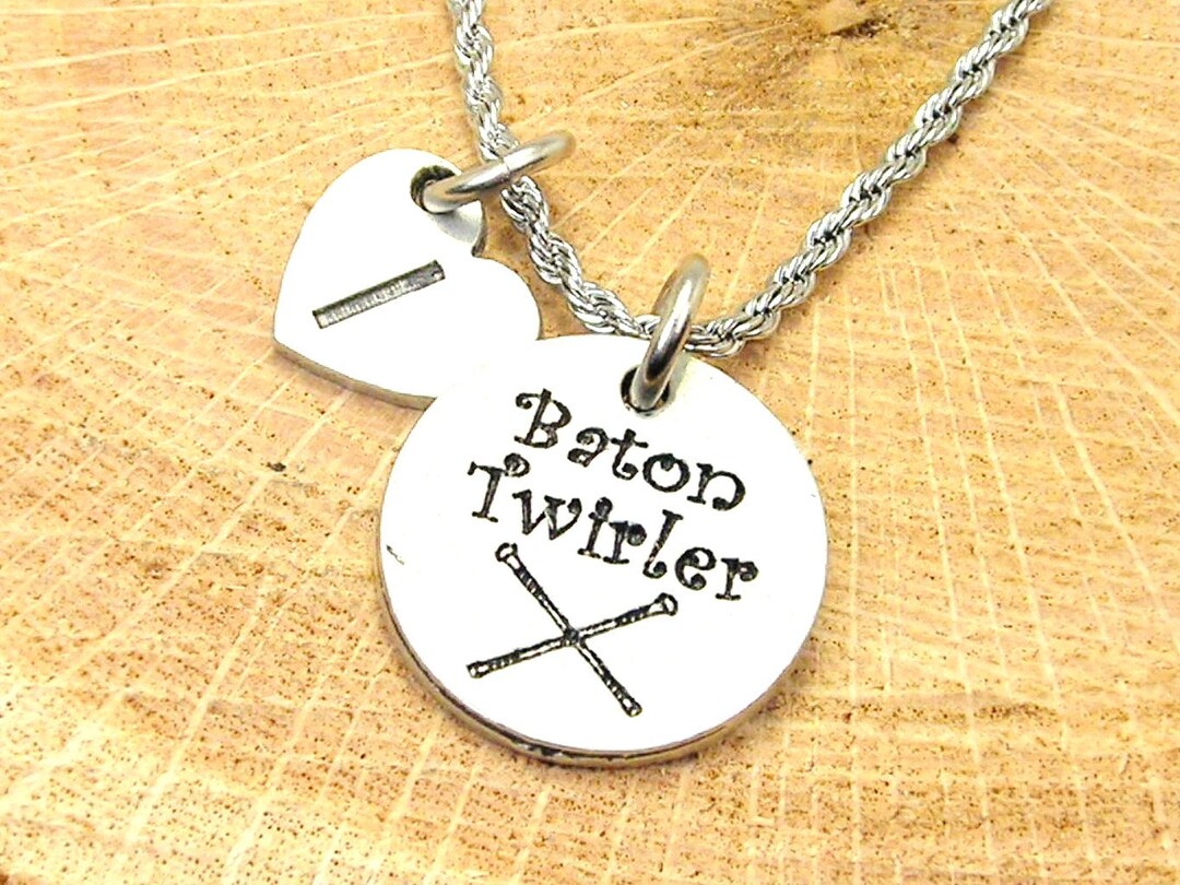 Baton Twirler With Heart Initial Stainless Steel Rope Necklace - Etsy