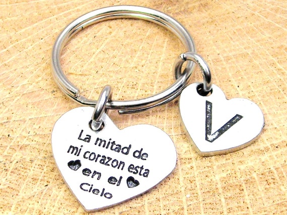 La Mitad Mi Corazon Esta En El Cielo With Heart Initial | Etsy