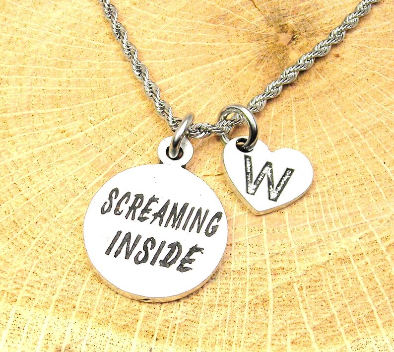 Screaming Inside With Heart Initial Stainless Steel Rope - Etsy