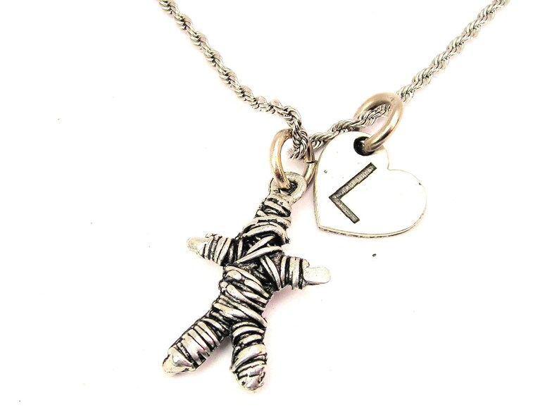 Voodoo Doll With Heart Initial Stainless Steel Rope Necklace - Etsy