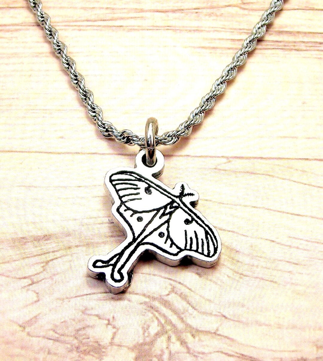 Luna Moth Pagan Rope Stainless Steel Rope Necklace - Etsy