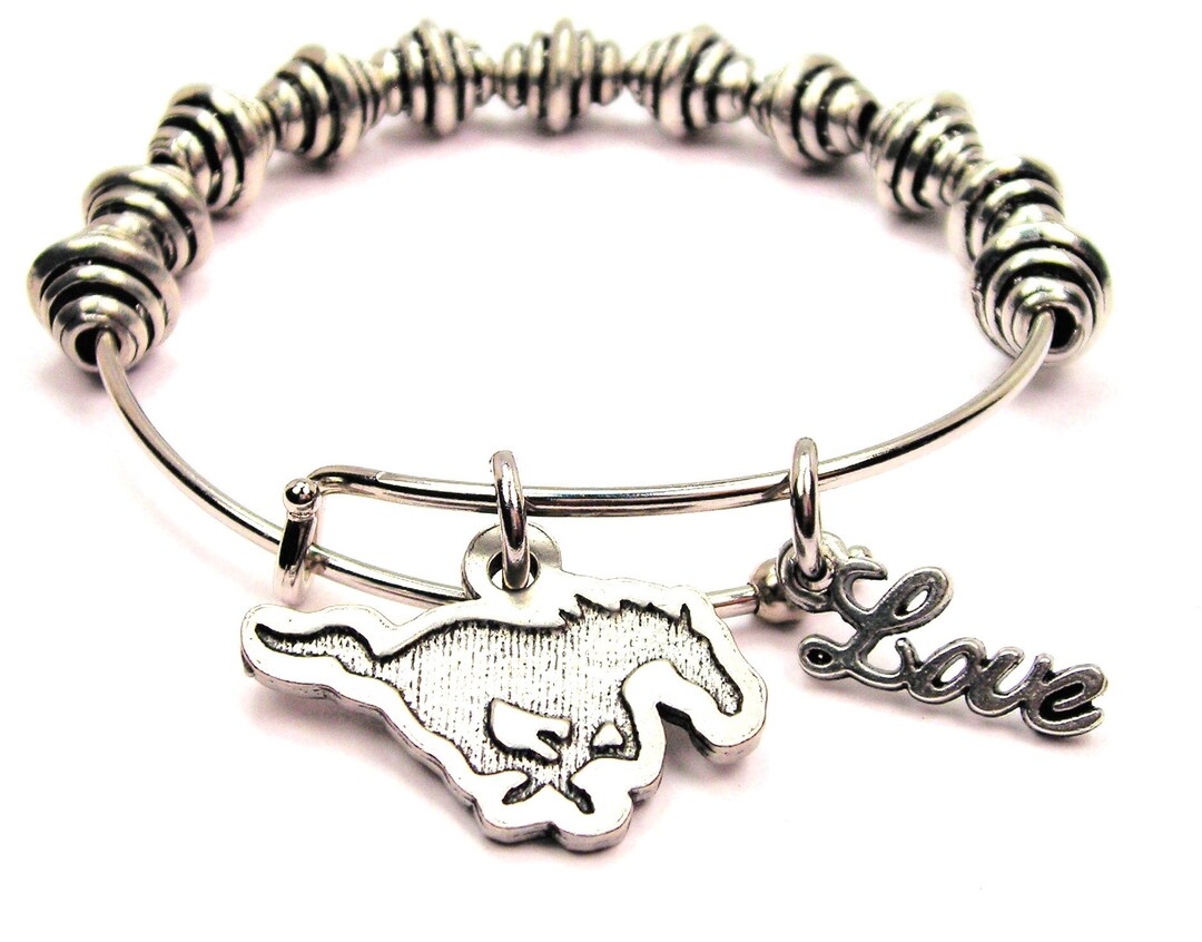 Mustang Horse Mascot Love Bangle Bracelet - Etsy