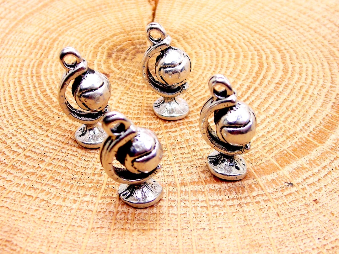3D World Globe Charms Set of 4 World Map Geographic - Etsy