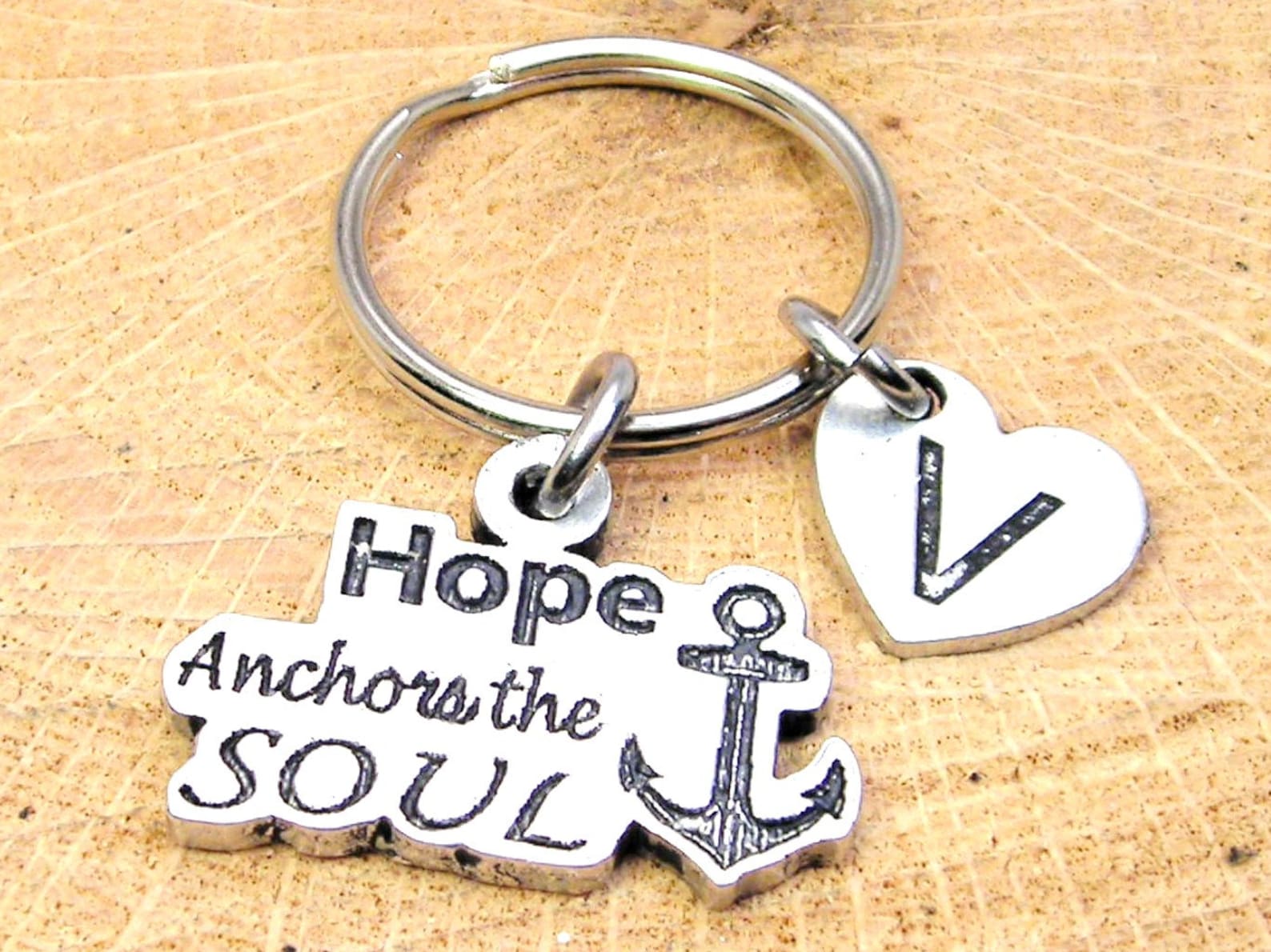 Hope Anchors the Soul With Heart Initial Stainless Steel Keychain - Etsy