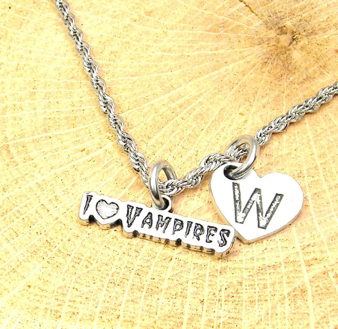 I Love Vampires With Heart Initial Stainless Steel Rope Necklace - Etsy