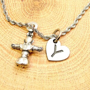 Voodoo Doll With Heart Initial Stainless Steel Rope Necklace Haitian ...