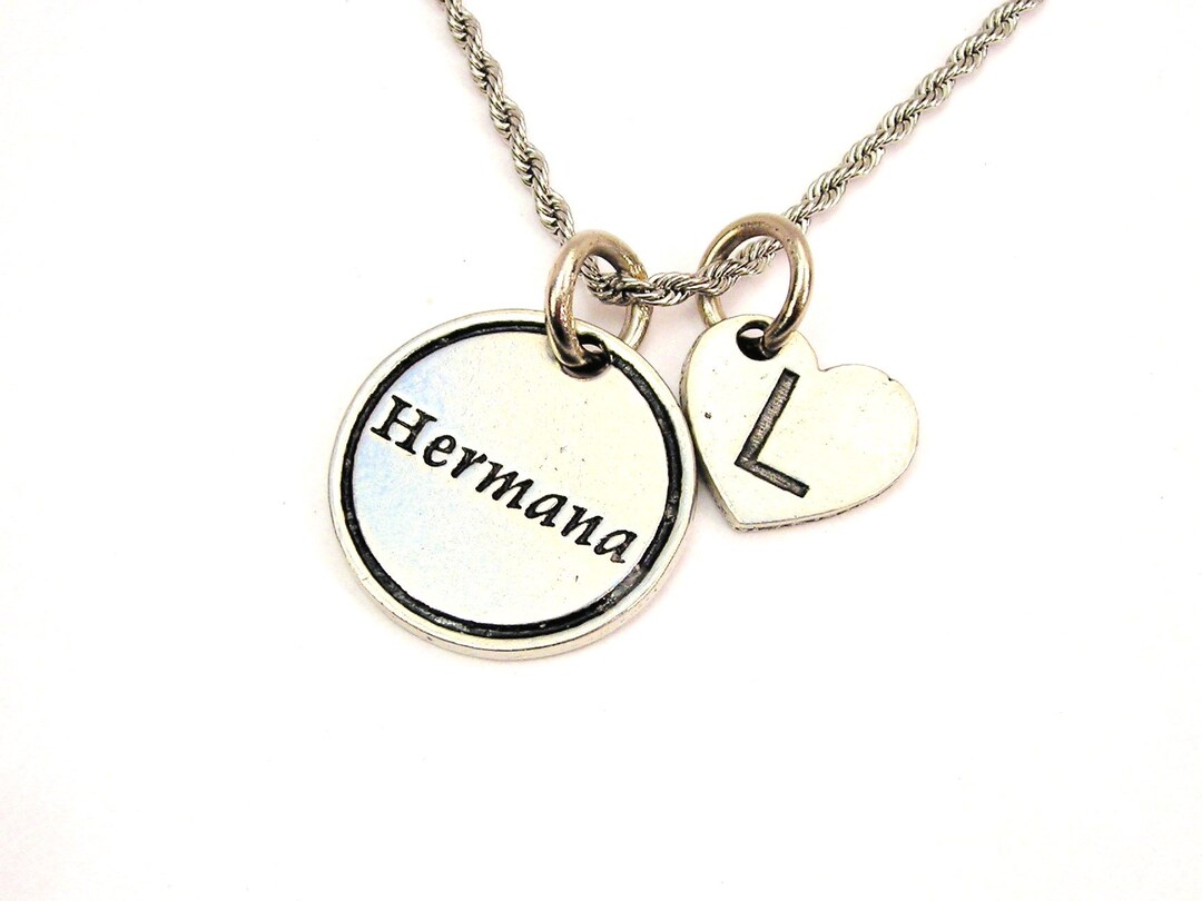 Hermana Sister in Spanish With Heart Initial Stainless Steel Rope ...