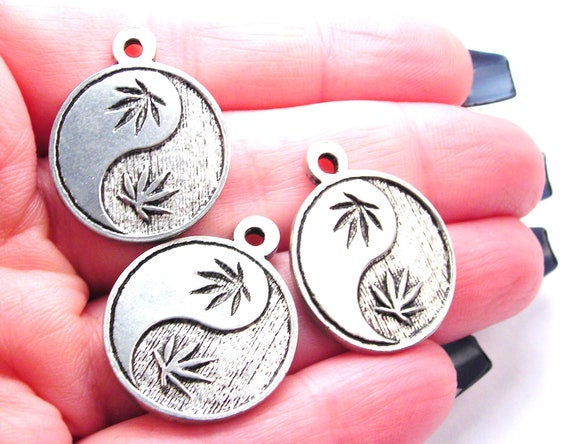 Marijuana Cannabis Yin Yang Charms 3 Pieces - Etsy