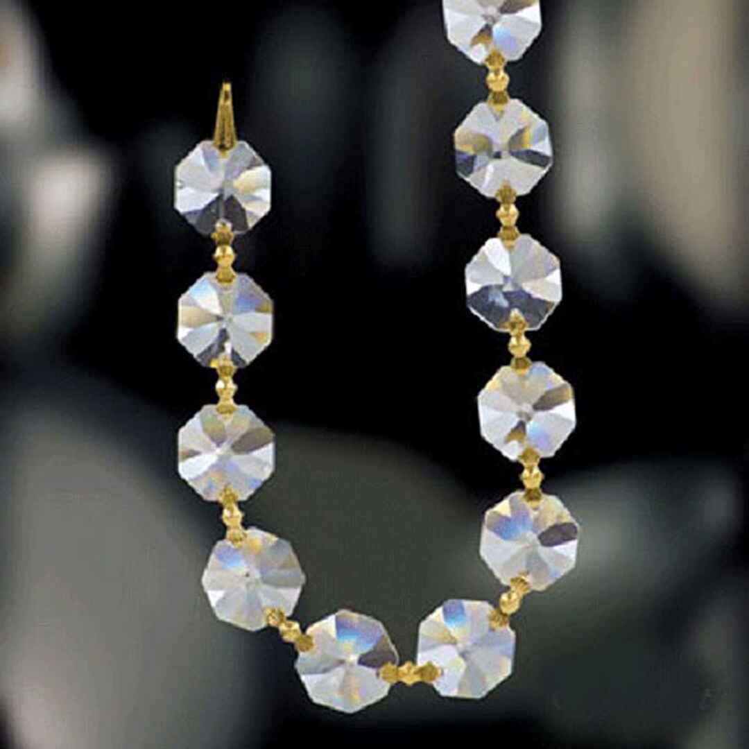 Clear Crystal Octagon Prisms Garland Chain With Gold Bowtie - Asfour ...