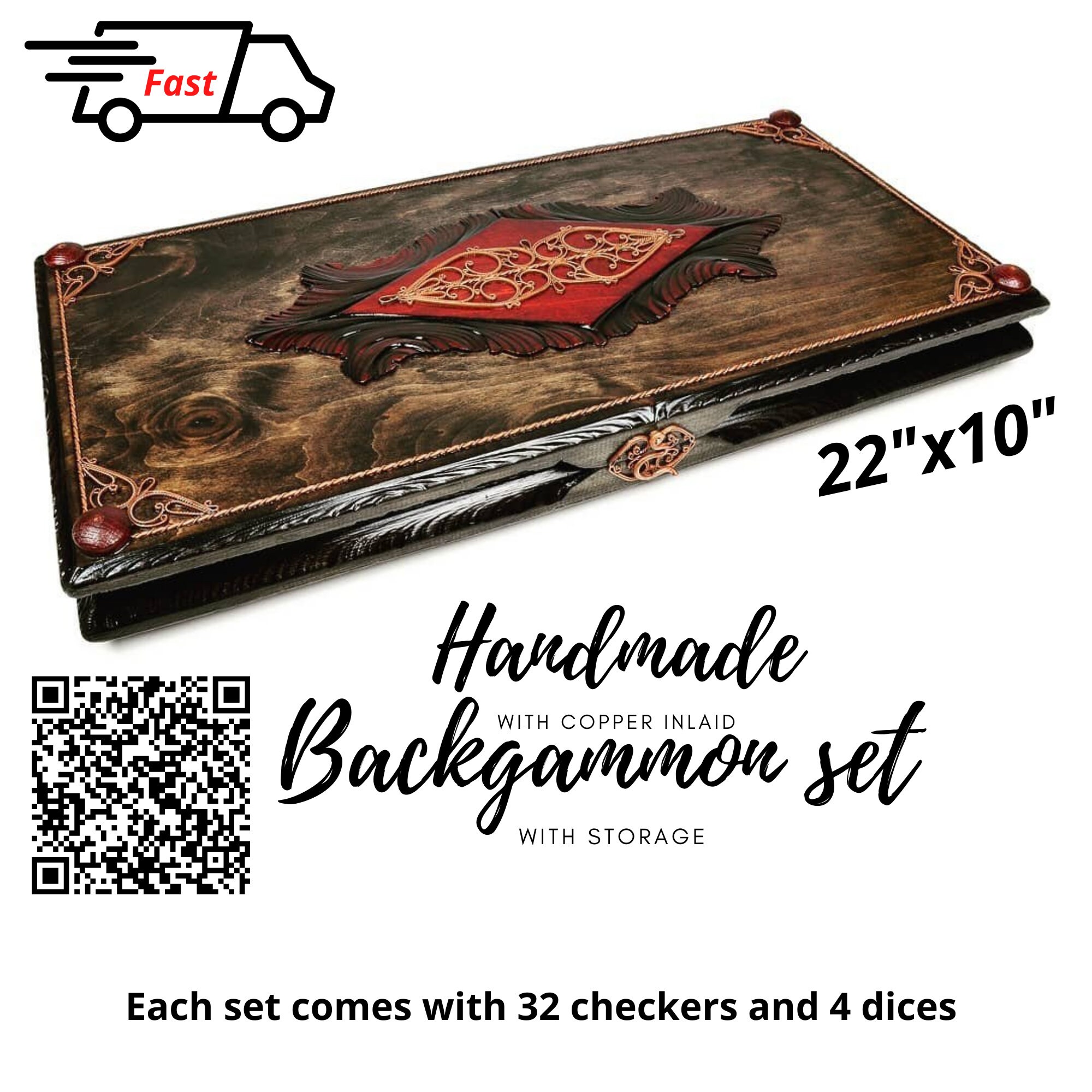 Wooden Backgammon Set, Handmade Backgammon Board, Backgammon Game, Gift ...