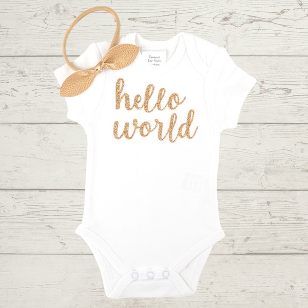 Hello World Newborn Outfit Girl - Etsy