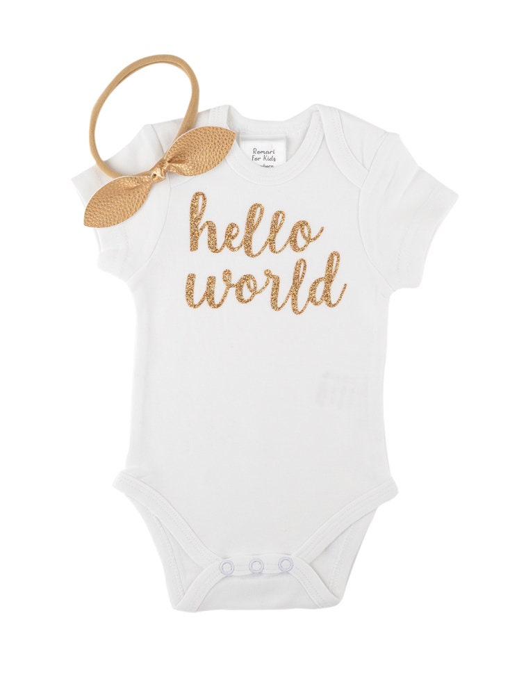 Hello World Custom Newborn Take Home Outfit - Bodysuit + High Waisted ...