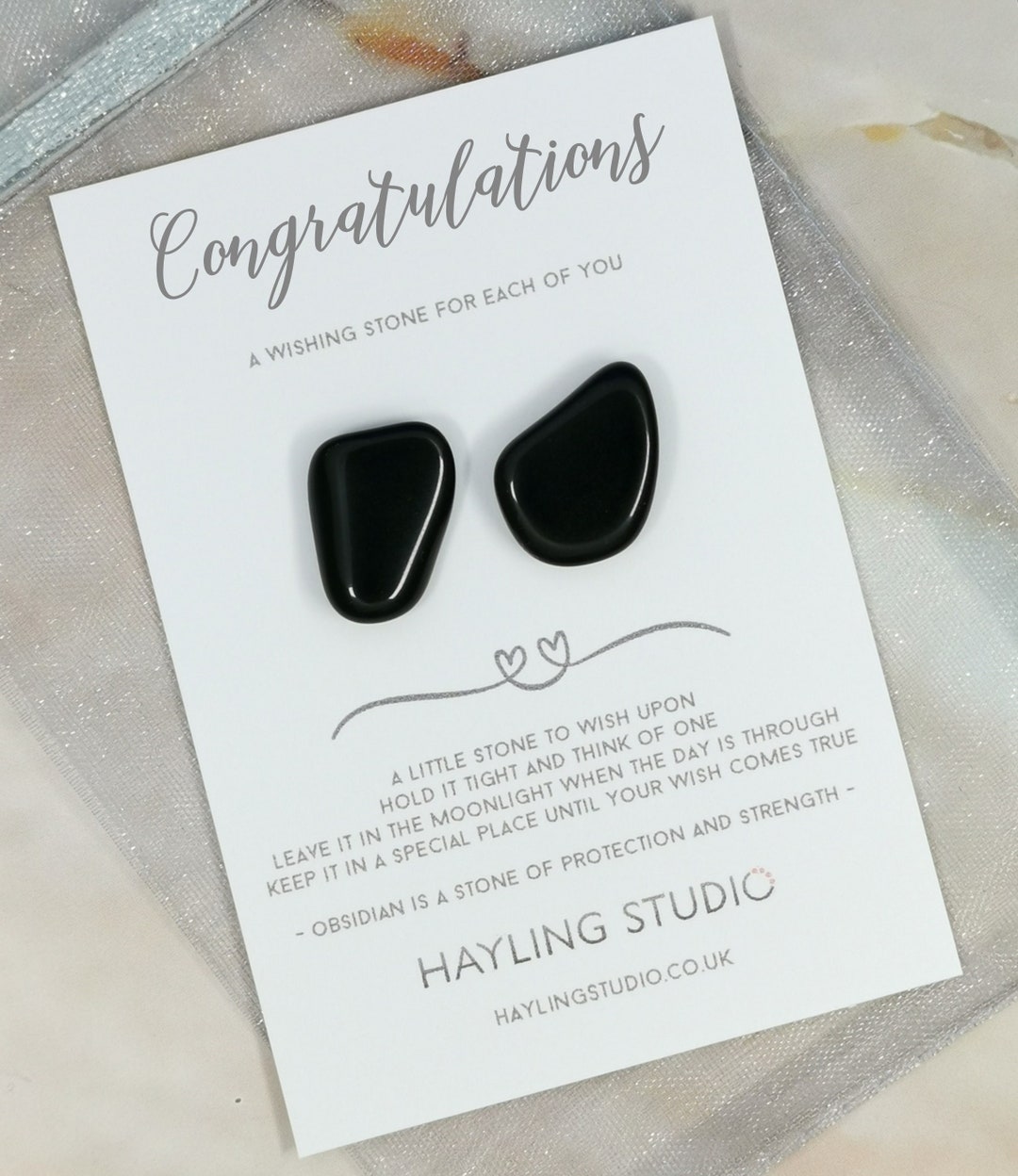 Congratulations A Wishing Stone for Each of You - Obsidian Crystal Gift ...
