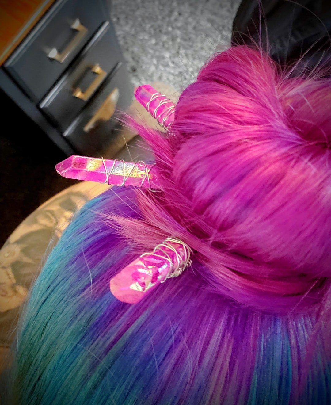 Silver Crystal Hair Pins, Gemstone Hair Pin, Gemstone Hair Accessories ...