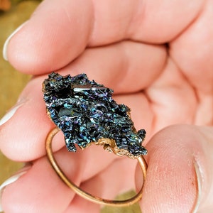 Rainbow Kryptonite Ring, Silicon Carbide Copper Ring, Electroformed ...