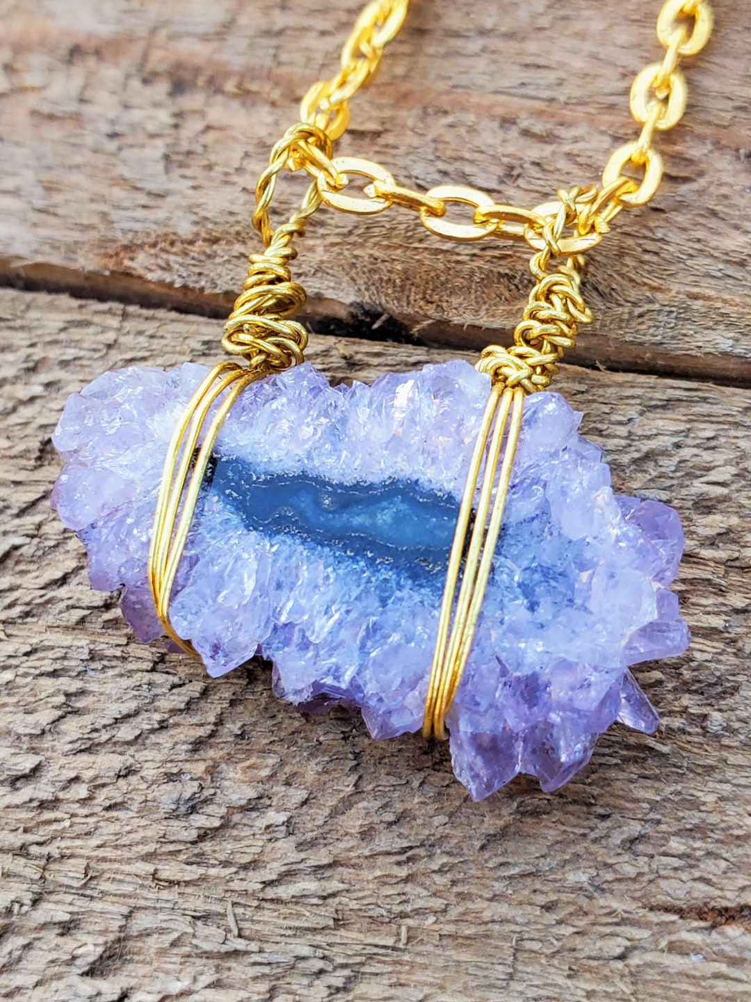 Wire Wrapped Amethyst Stalactite Necklace: Boho Gemstone Jewelry - Etsy