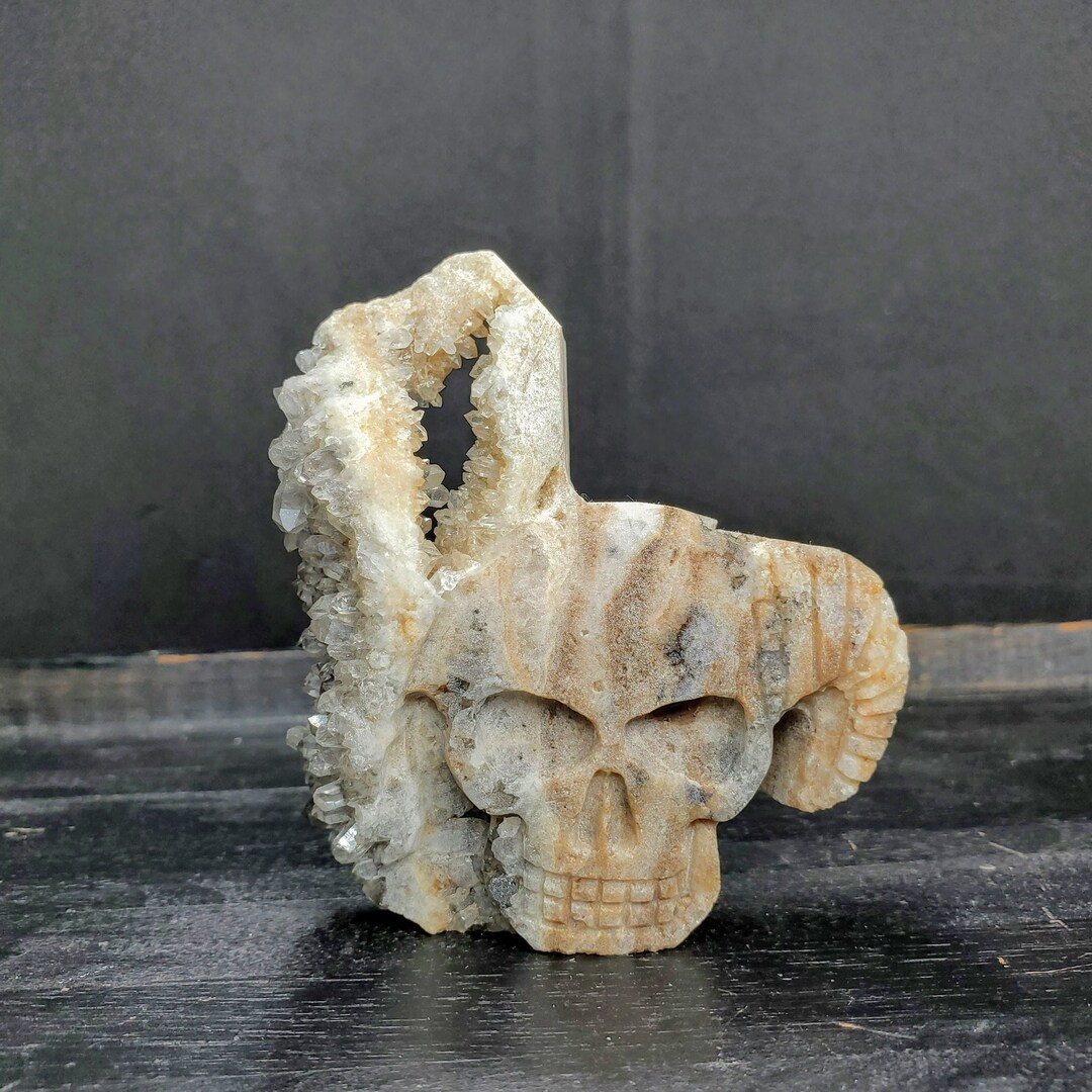 Demon Skeleton Quartz Crystal Carving, Goth Home Decor, Horror ...