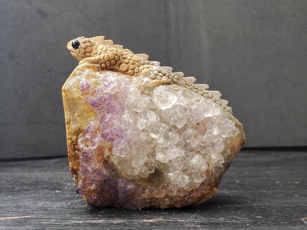 Fluorite Crystal Lizard, Hand Carved Stone, Lizard Statue, Reptile Home ...