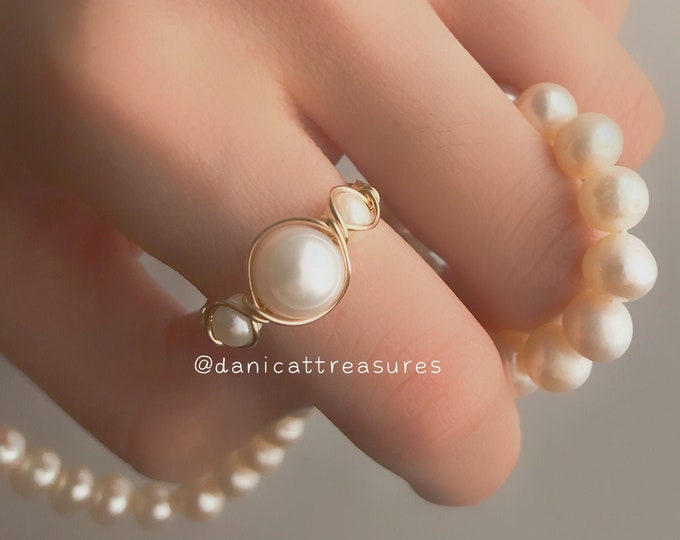 Fresh Water Pearl and Diamond Ring - Etsy