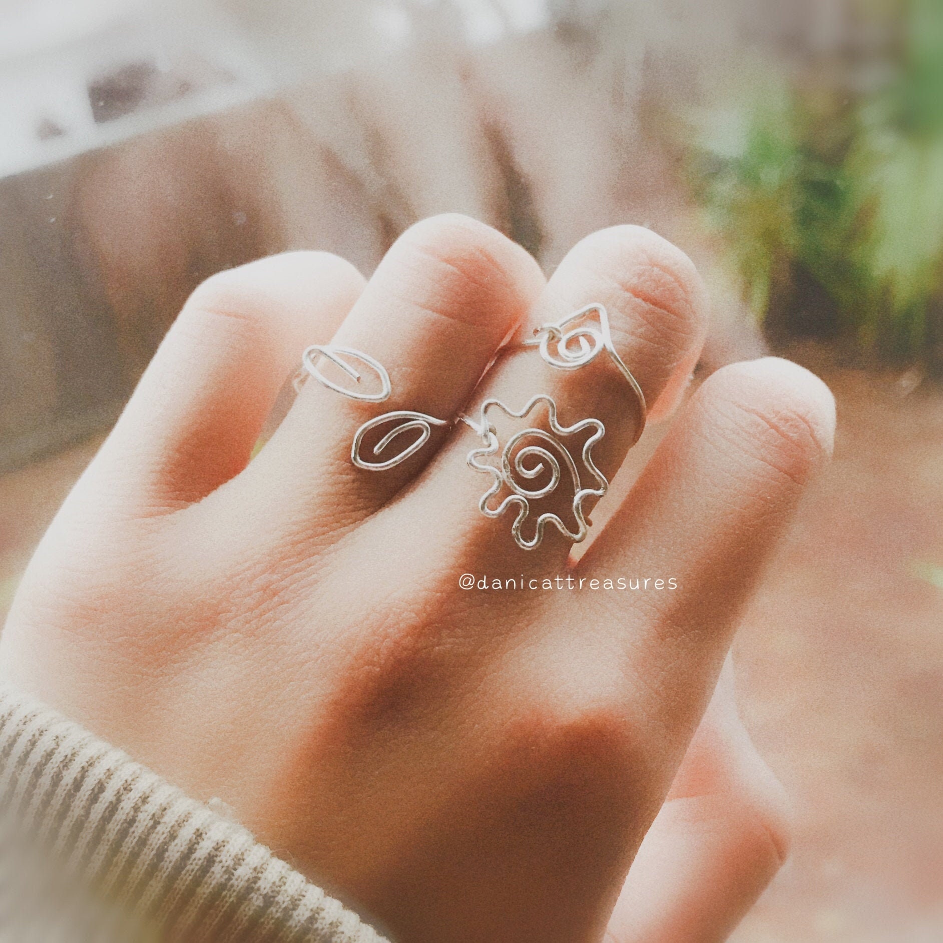 Sun Ring Rain Drop Ring Leaf Ring Nature Wire Ring Silver | Etsy