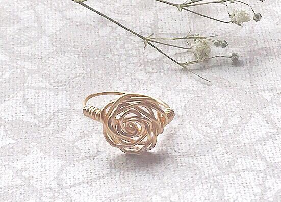 Wire Rose Ring Wire Wrapped Rose Ring Gold Rose Ring Rose - Etsy