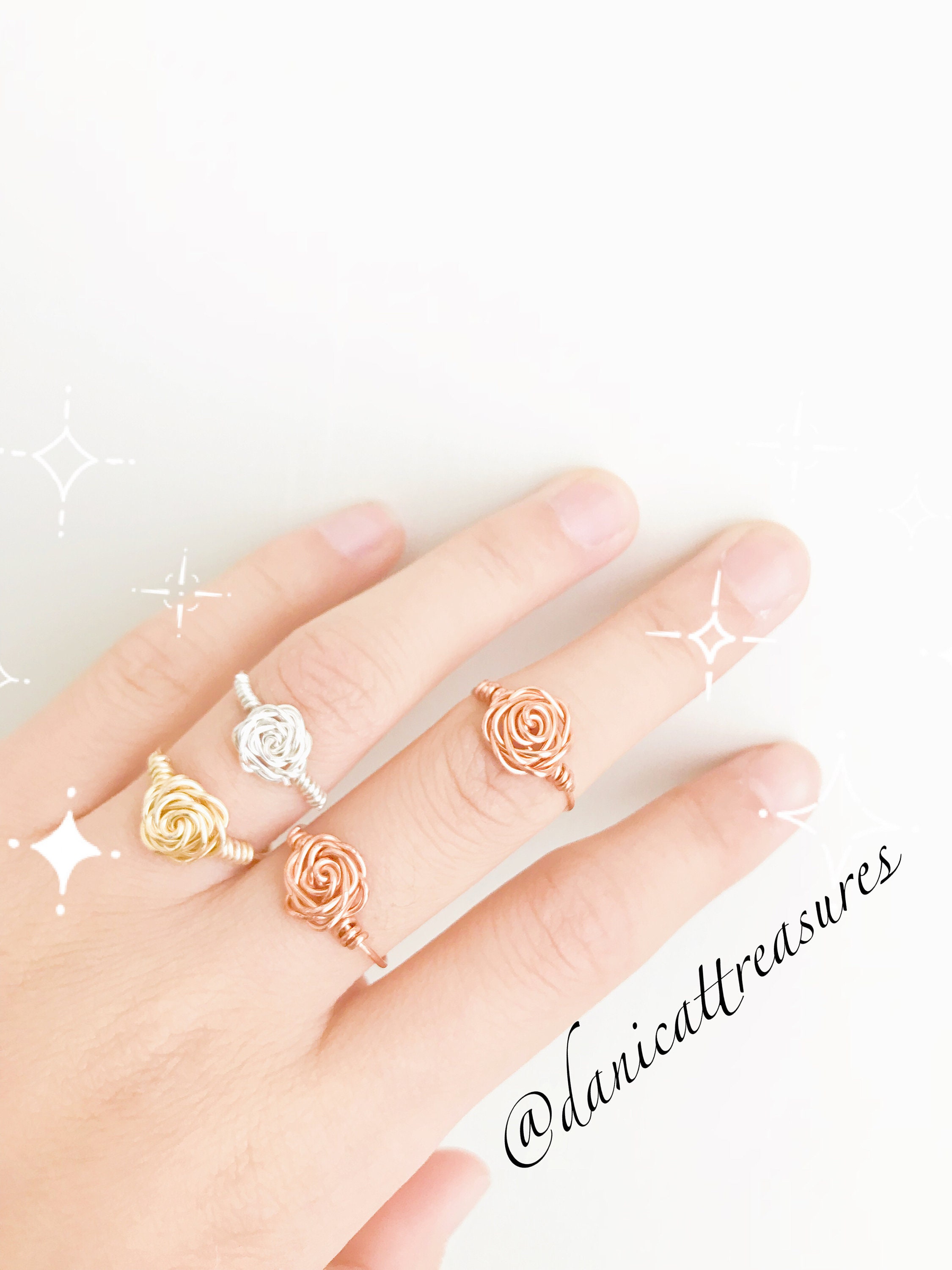 Rose Ring Sterling Silver Rose Ring Cute Rose Ring Gold - Etsy