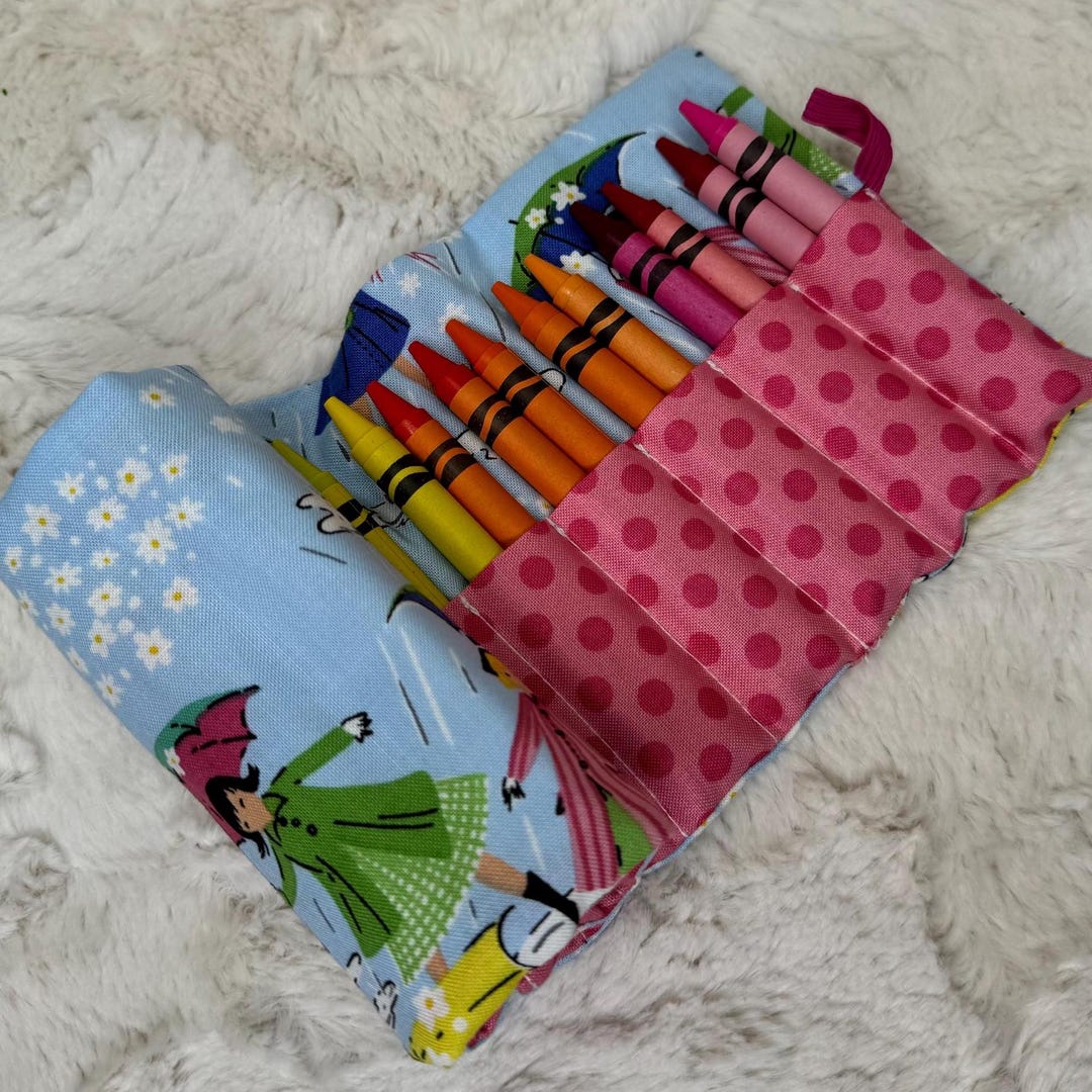Crayon Roll RAIN PUDDLE Crayon Organizer Gift for Kids Crayons Included ...