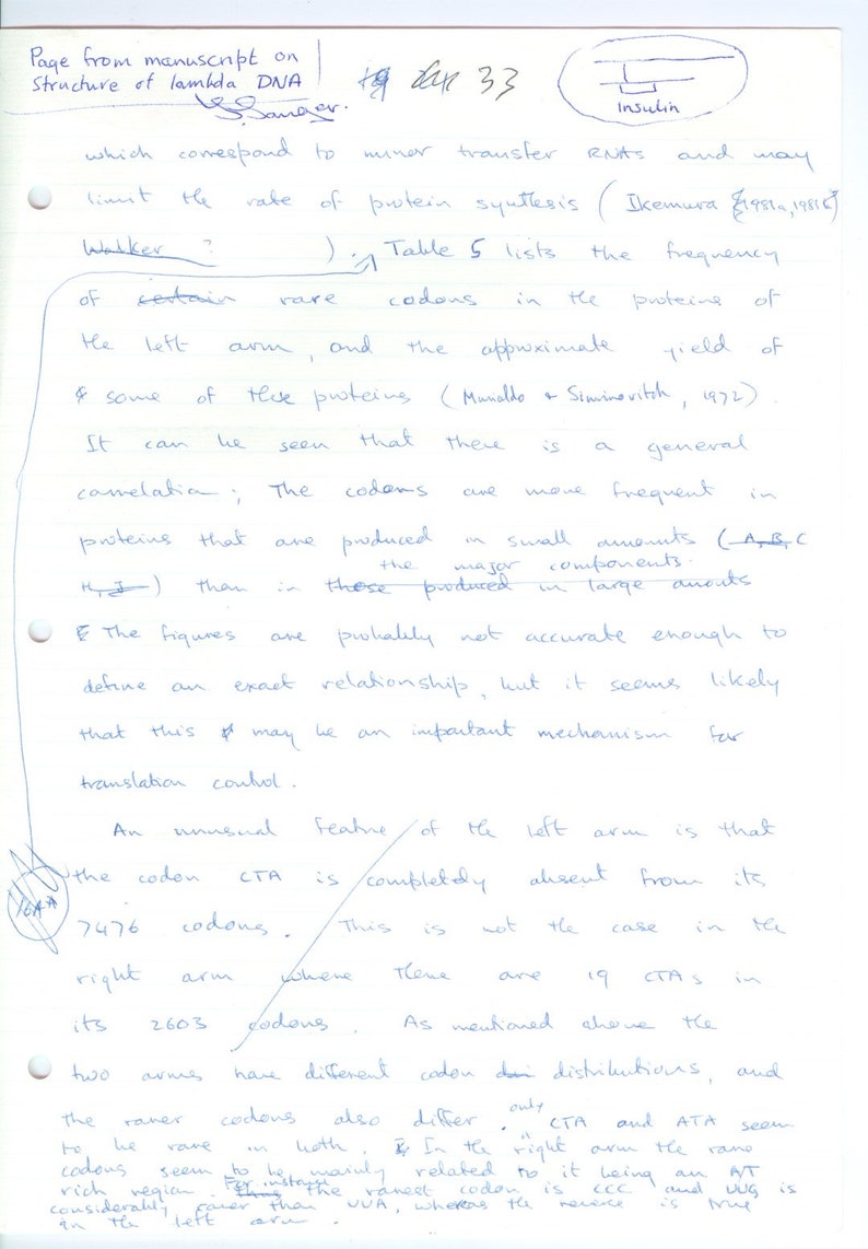 Frederick Sanger Signed Manuscript & Photo - Etsy