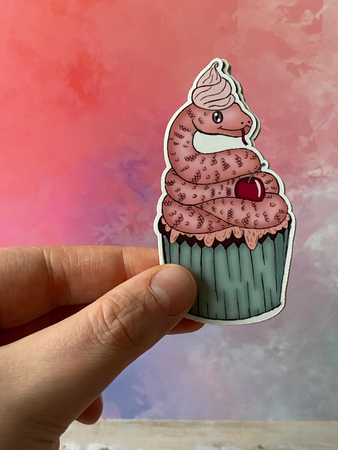 Snake Sticker, Super Cute Snake, Cupcake Sticker, Holographic Art ...