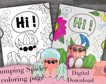 Spider Coloring Page, DIGITAL DOWNLOAD, Printable Coloring Page - Etsy
