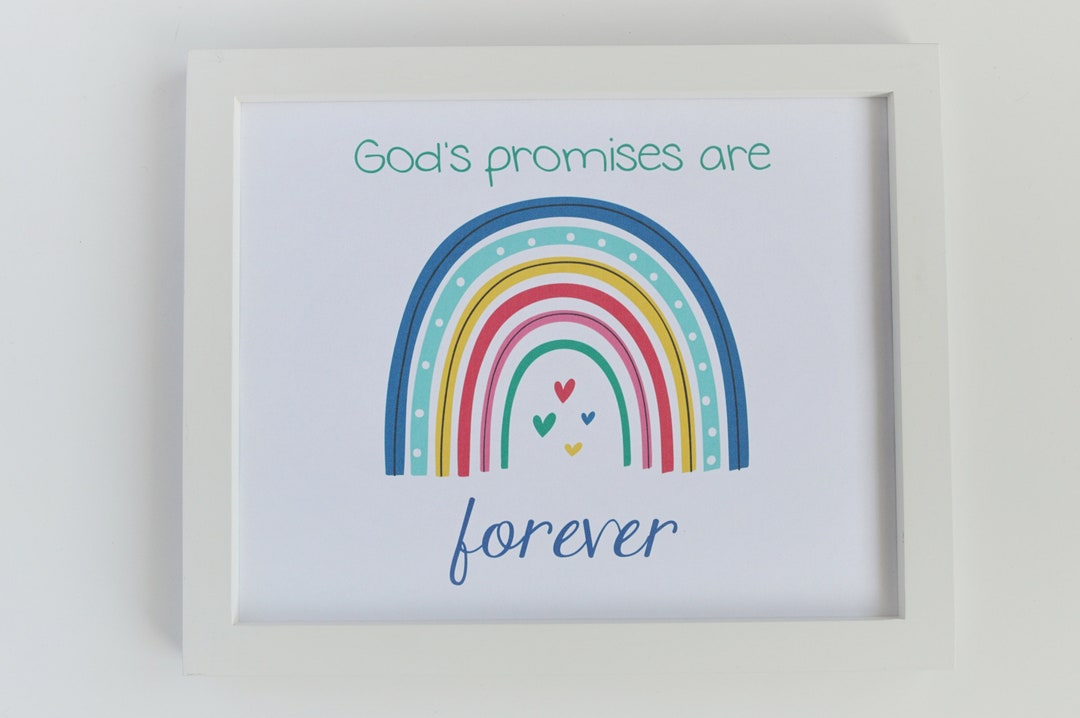 8x10 Kids Printable Wall Decor - God's Promises - Rainbow - Custom Wall ...
