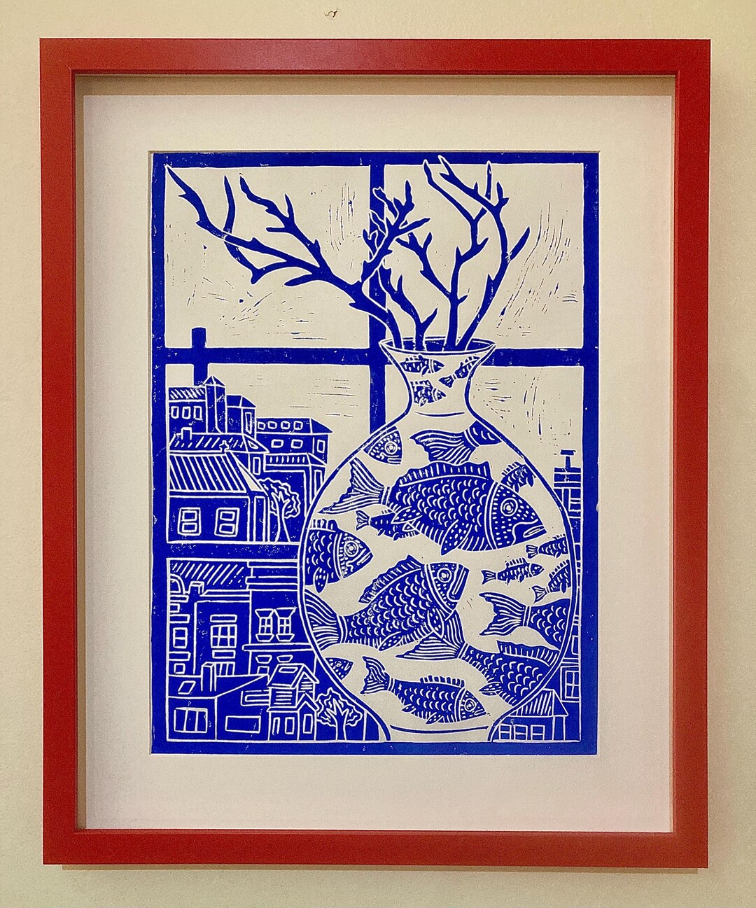 Framed Linocut Print: Australian Landscape, Handmade Wall Art - Etsy