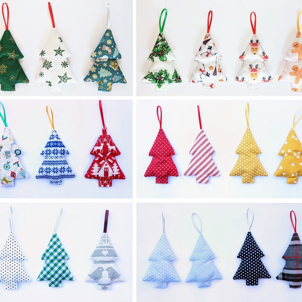 Fabric Christmas Tree Ornaments - Etsy