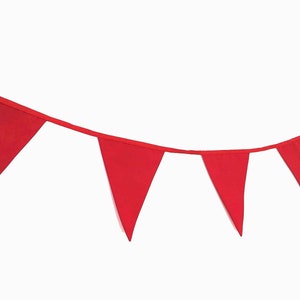 Handmade Fabric Plain Red Bunting, Double-sided, Valentine's Bunting ...