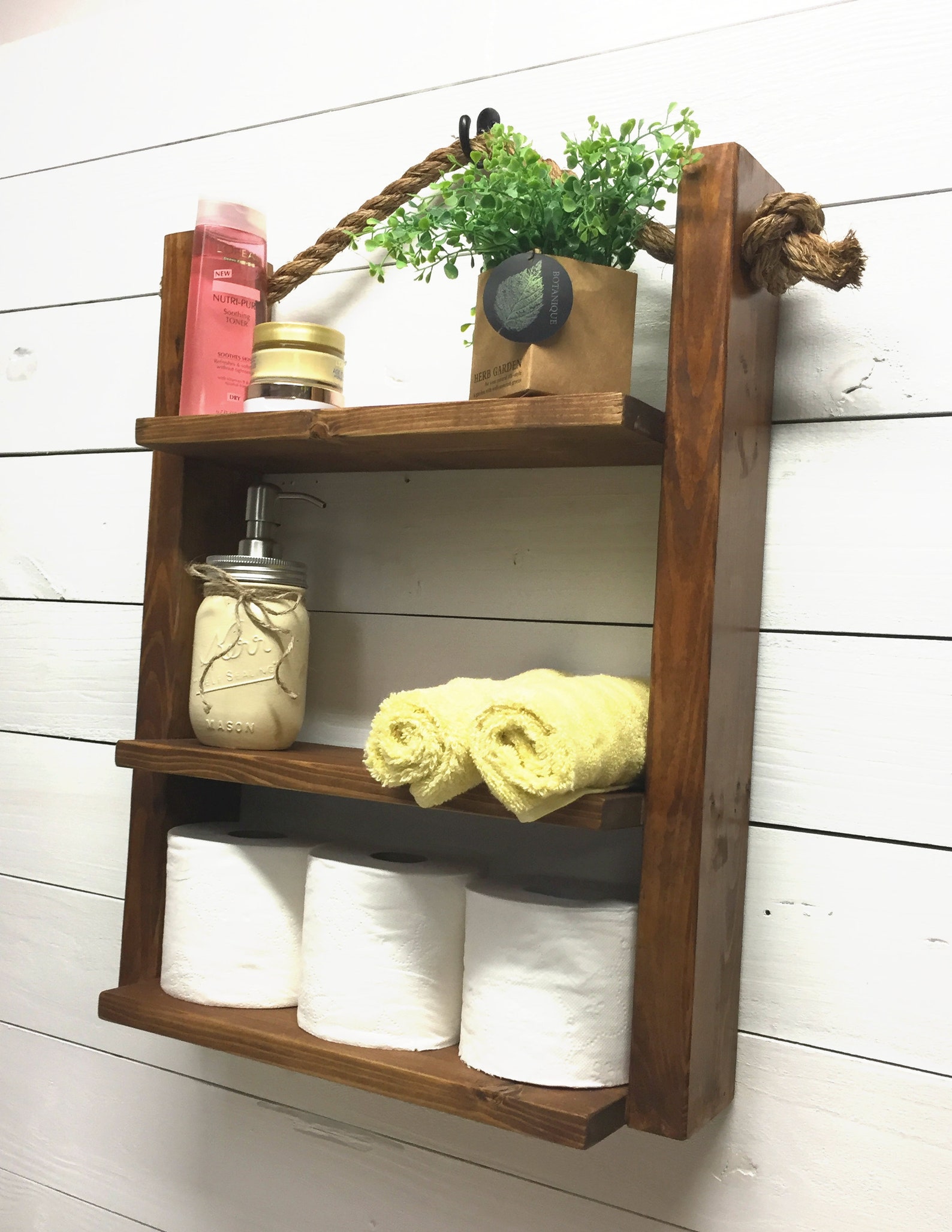 Rustic Wood Ladder Shelves-farmhouse Bathroom Shelves-over the - Etsy