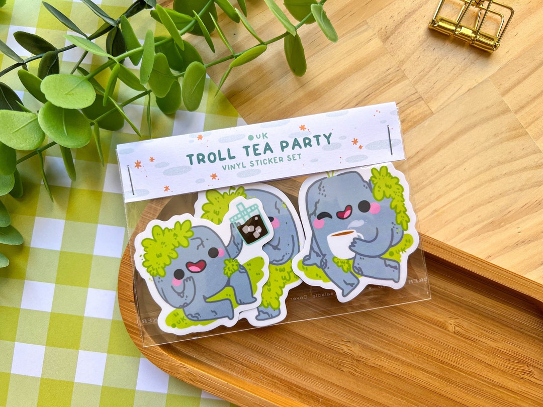 TROLL TEA PARTY Sticker Pack // Kawaii Waterproof Glossy Vinyl Stickers ...