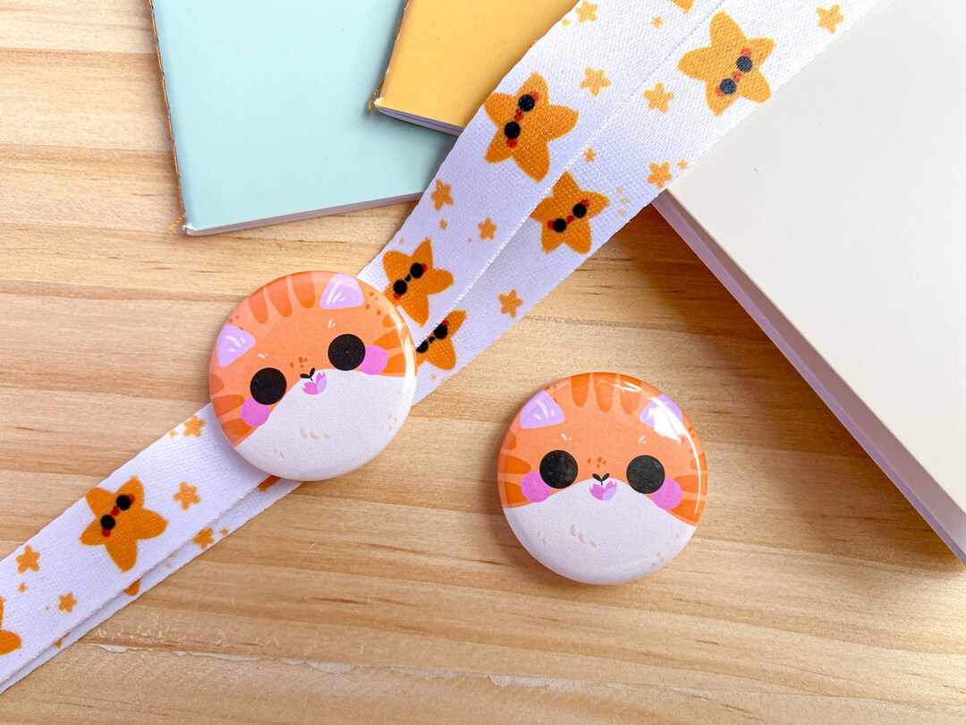 Ginger Tabby Cat Button Badge, Kawaii Kitty Pin - Etsy
