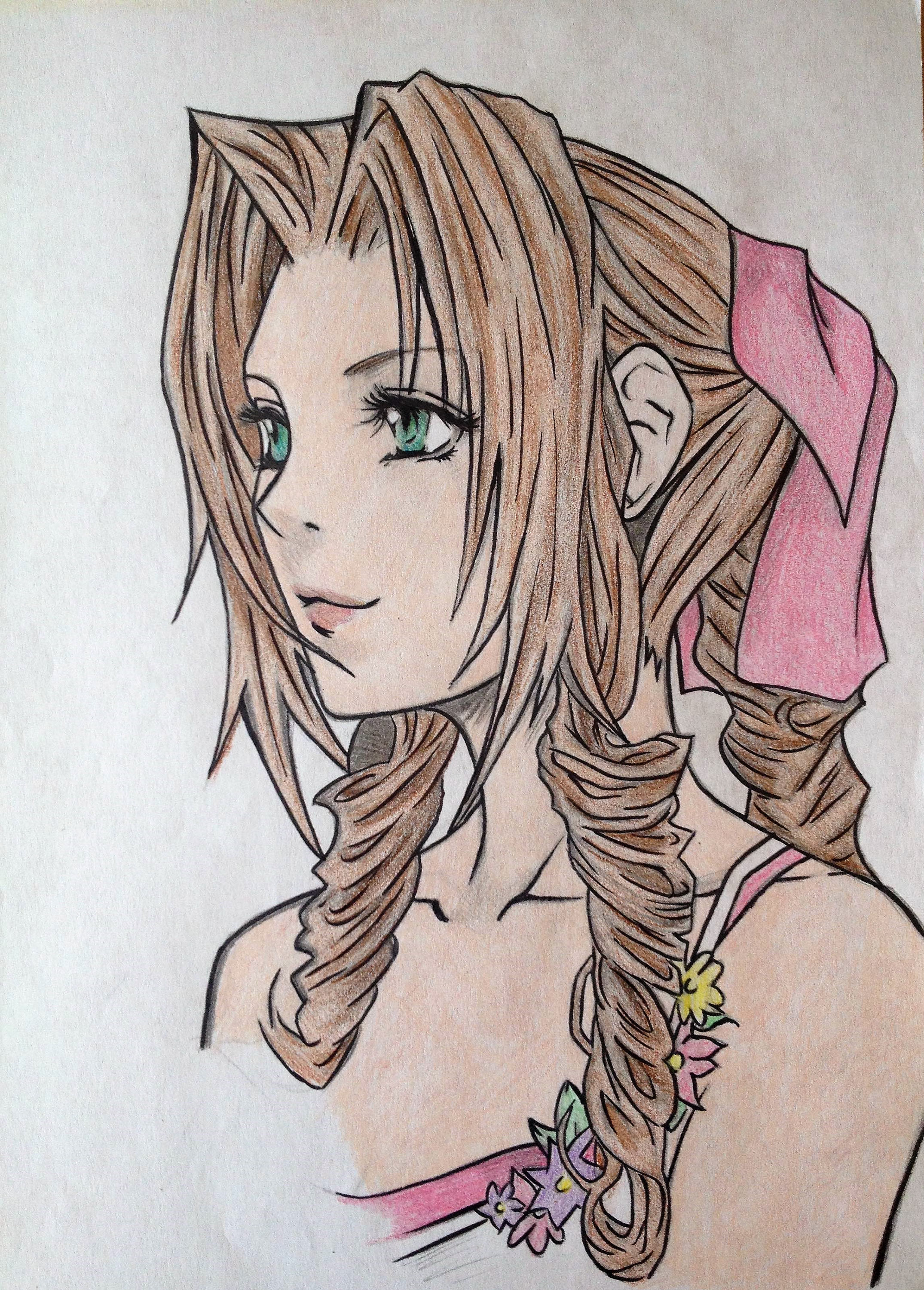 Aerith Gainsborough, Final Fantasy 7 (original) - A4 Portrait in ...