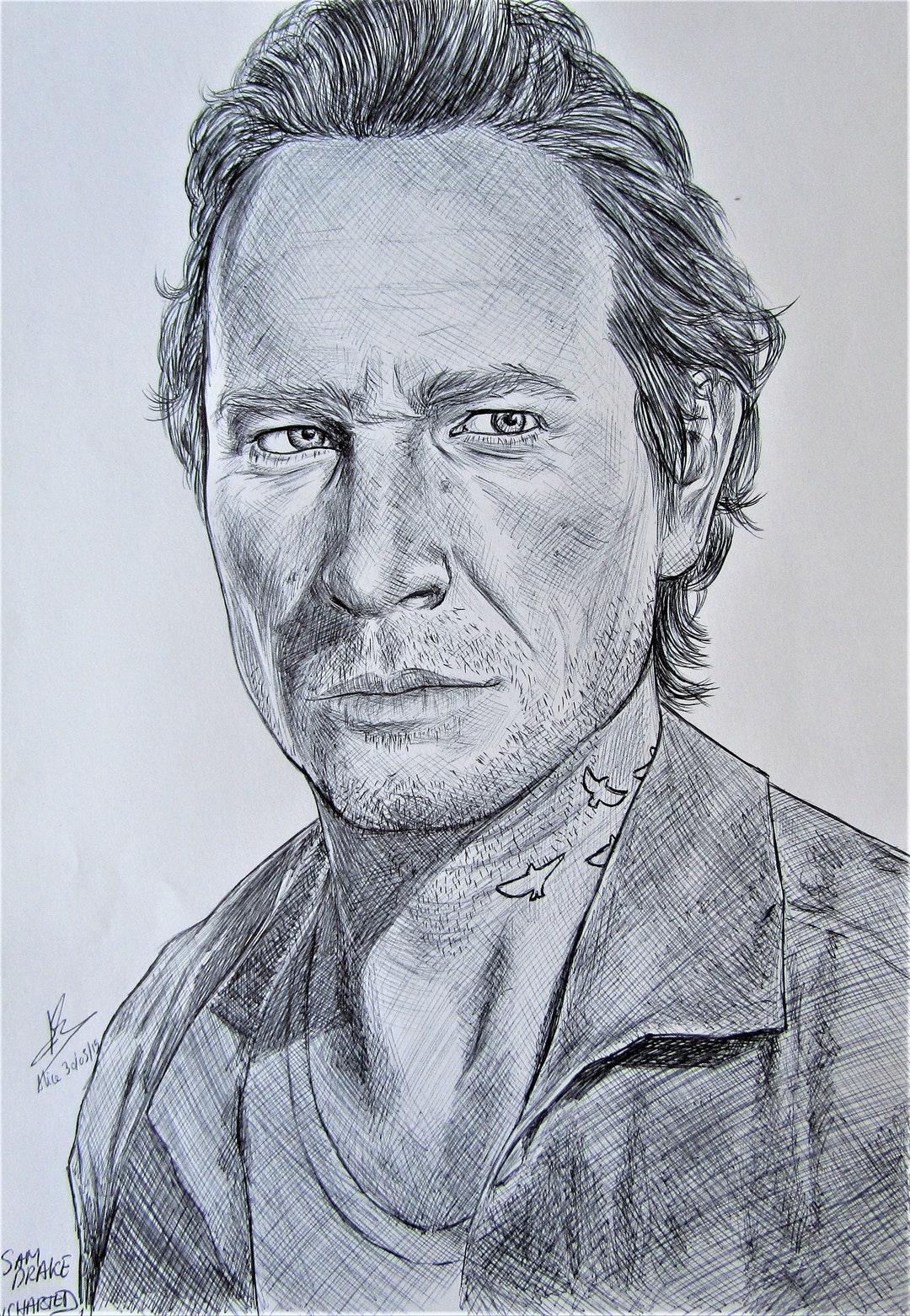 Sam Drake, Uncharted original Portrait A4 in Pen - Etsy