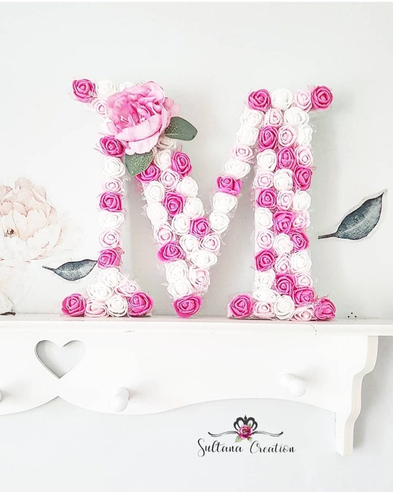 Wooden Pink Floral MDF Standing Letter - Etsy