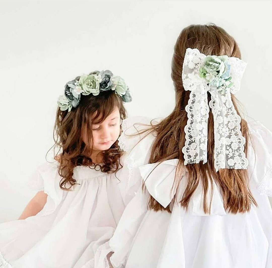 Floral Luxury Lace Bow Crown Wedding Hair Bow. - Etsy