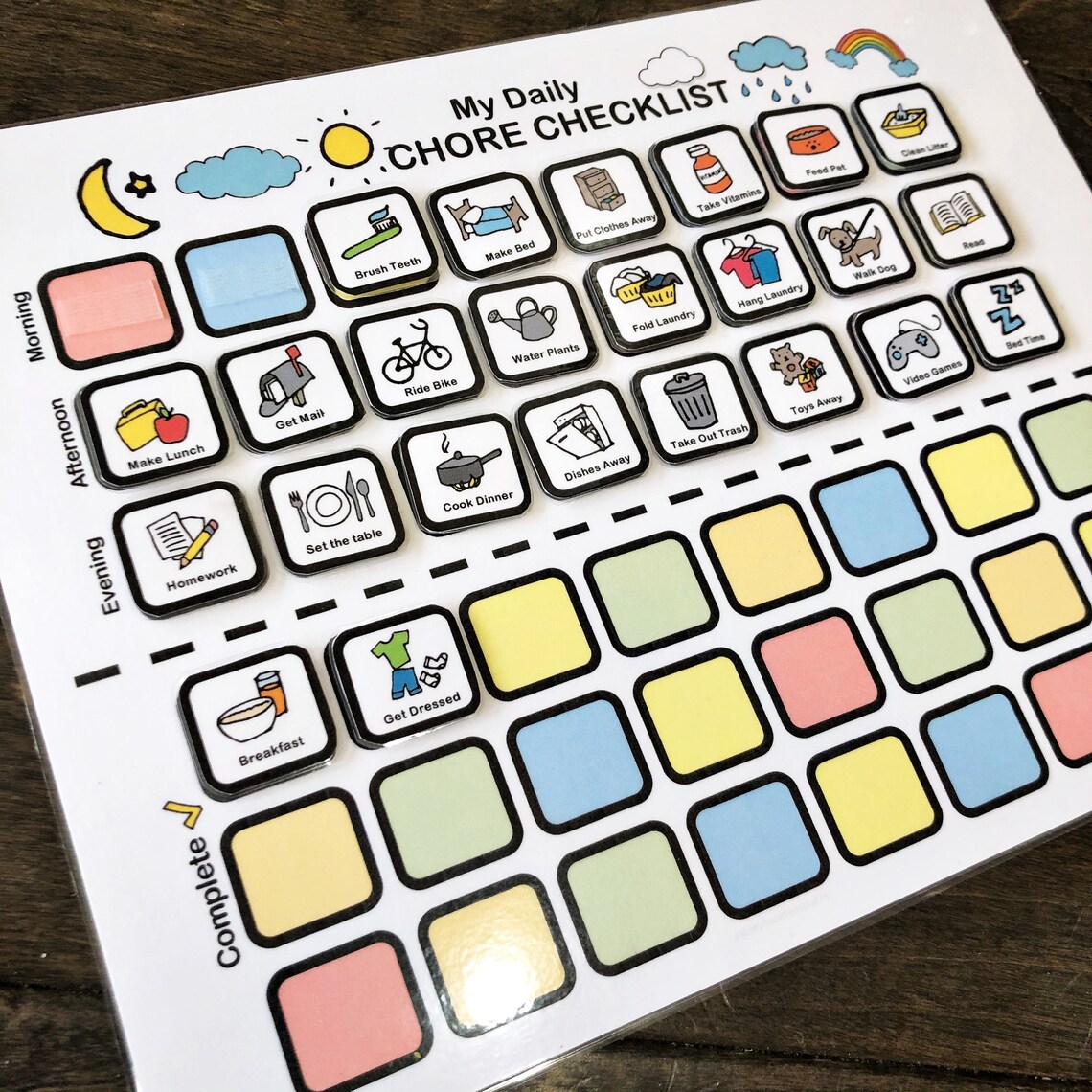 Chore Chart SET for Kids, Children's Routine Chart, Printable Daily ...