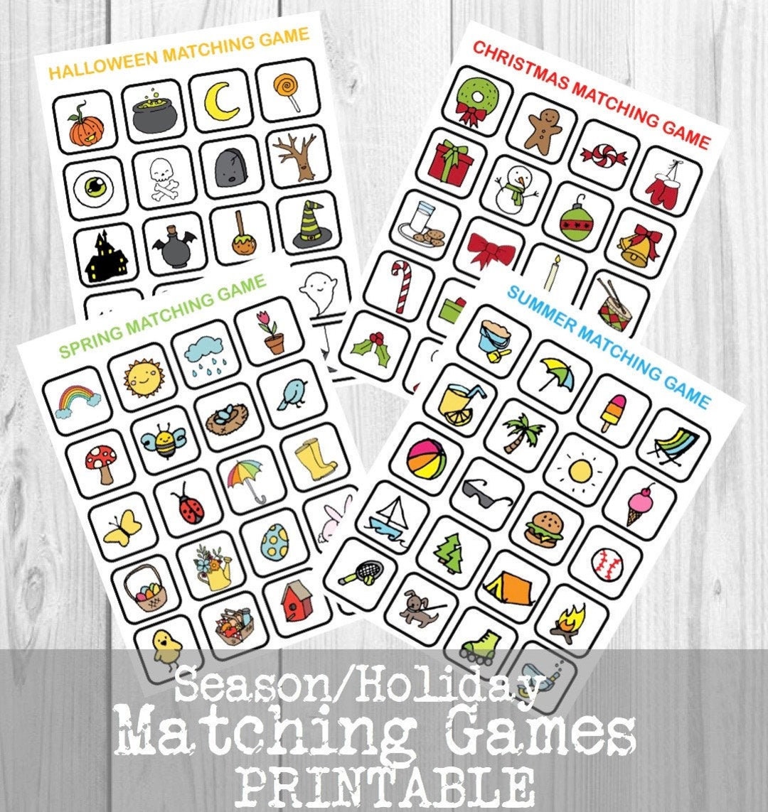 Holiday Season Matching Games, Kids Printables, Preschool Games ...