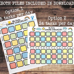 Chore Chart SET for Kids, Children's Routine Chart, Printable Daily ...