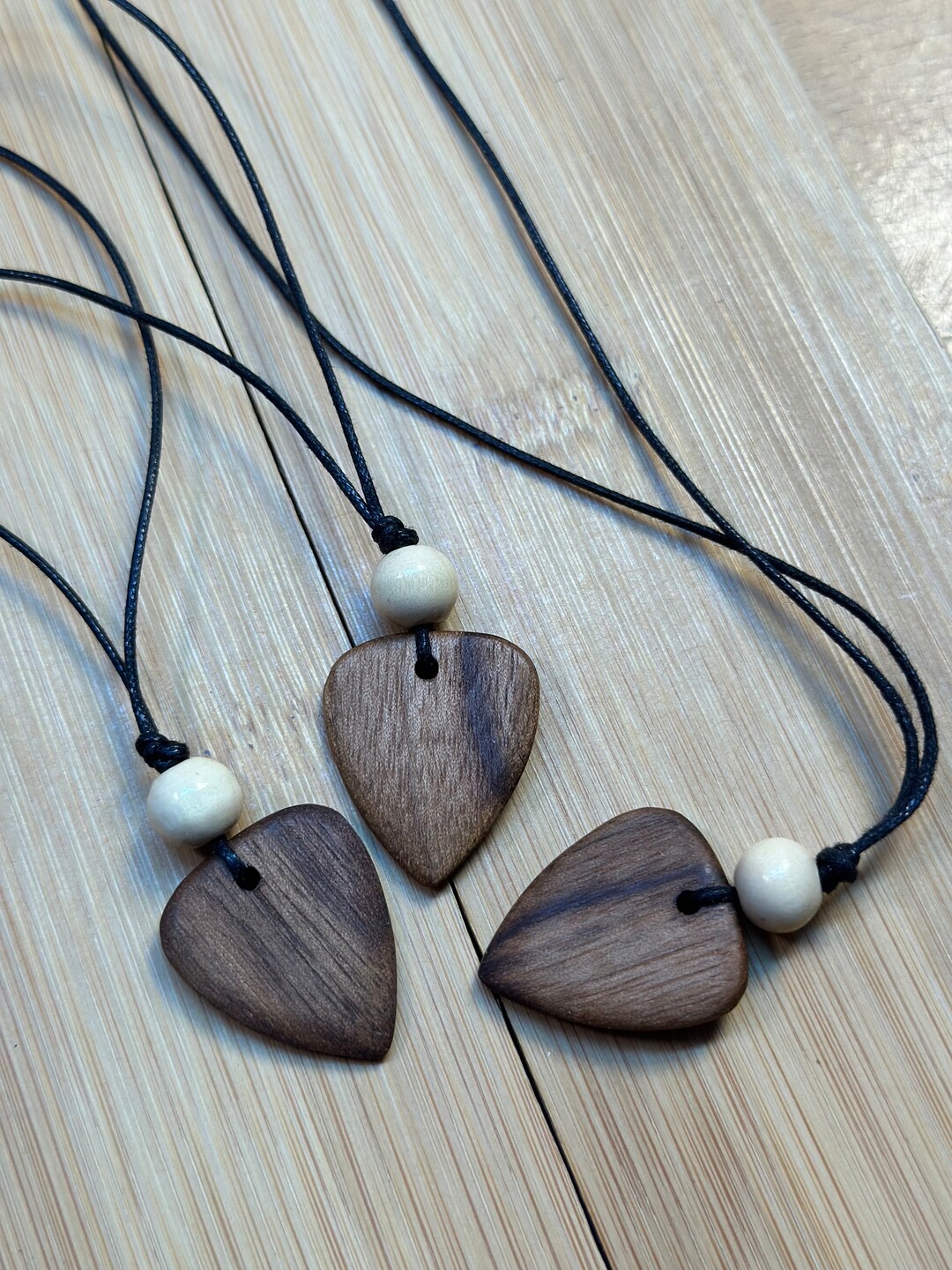 Handcarved Walnut Wood Guitar Pick Necklace - Etsy