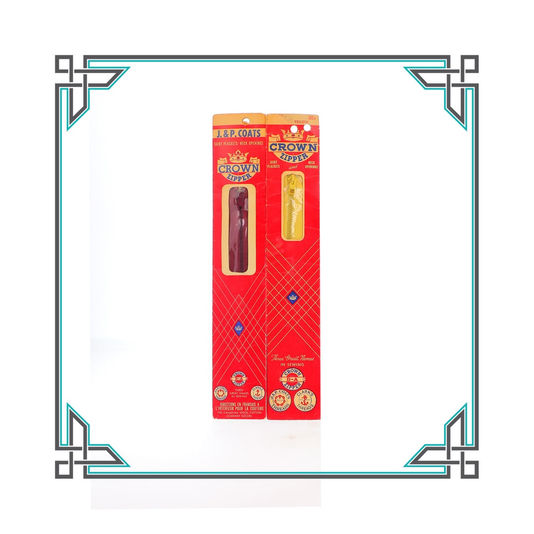 Crown Zippers | Vintage Zippers | Vintage Metal Zippers - Etsy