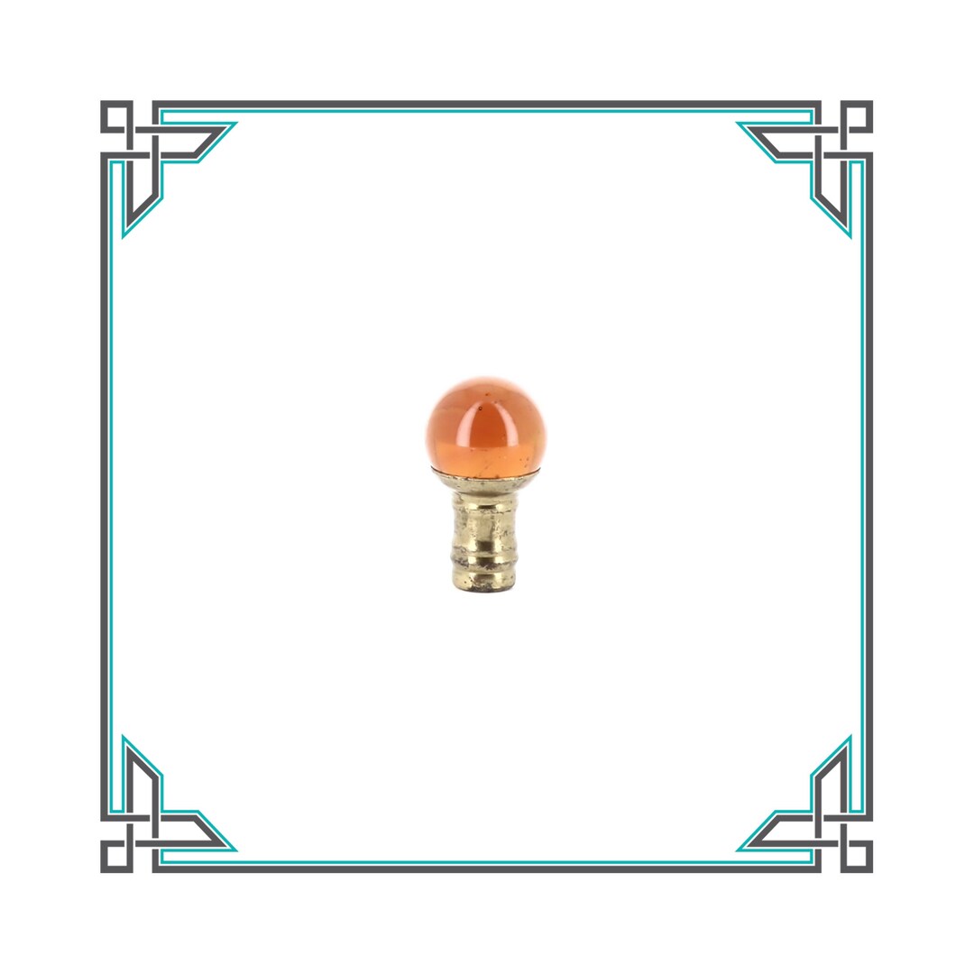 Vintage Amber Glass Ball Lamp Finial | Vintage Amber Glass Sphere Lamp ...