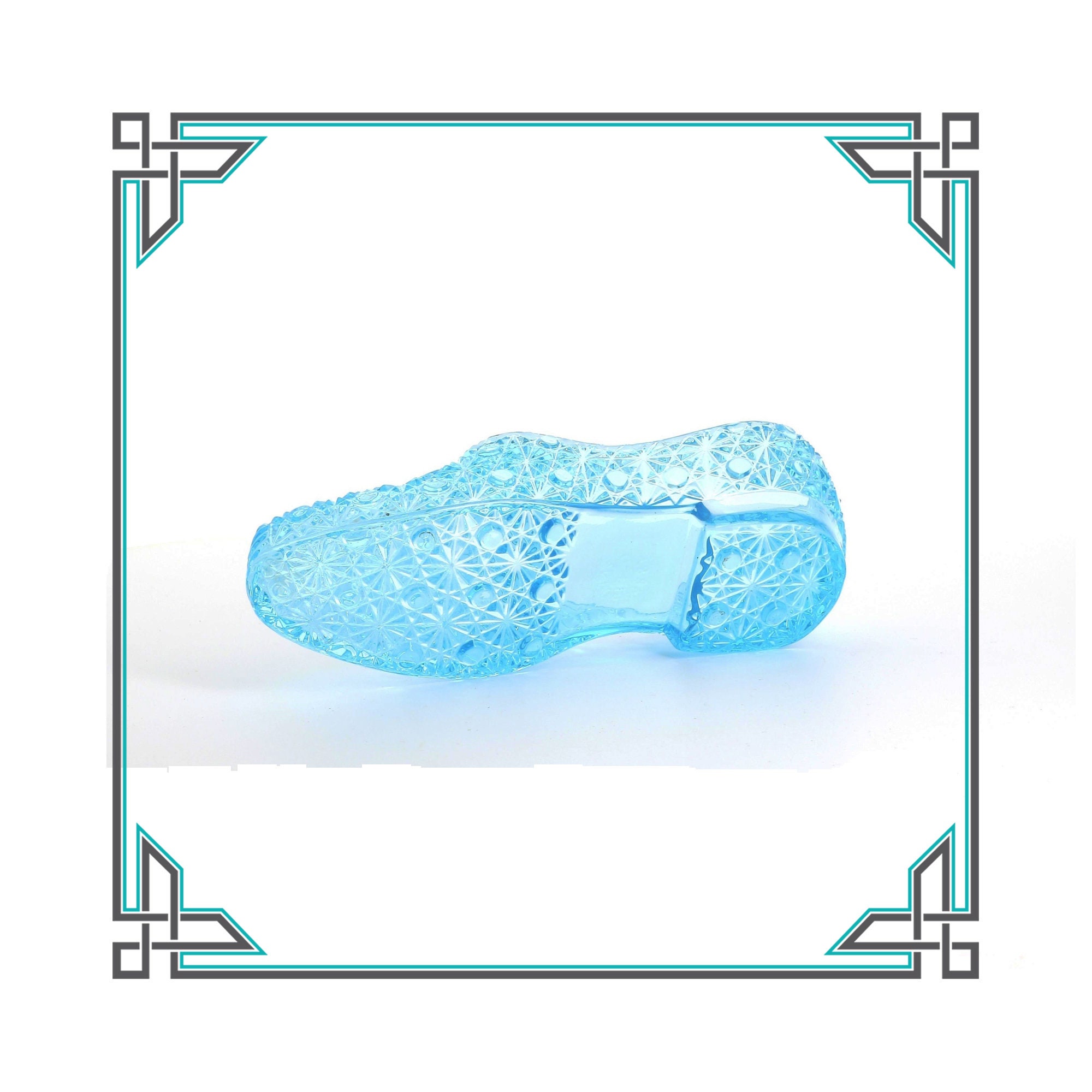 Antique BRYCE BROTHERS Cyan Daisy & Button Art Glass Slipper Shoe - Etsy